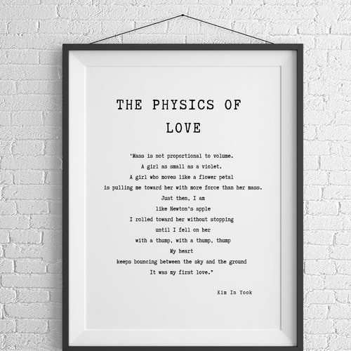 The Physics of Love by Kim in Yook Literary Wall Art - Etsy
