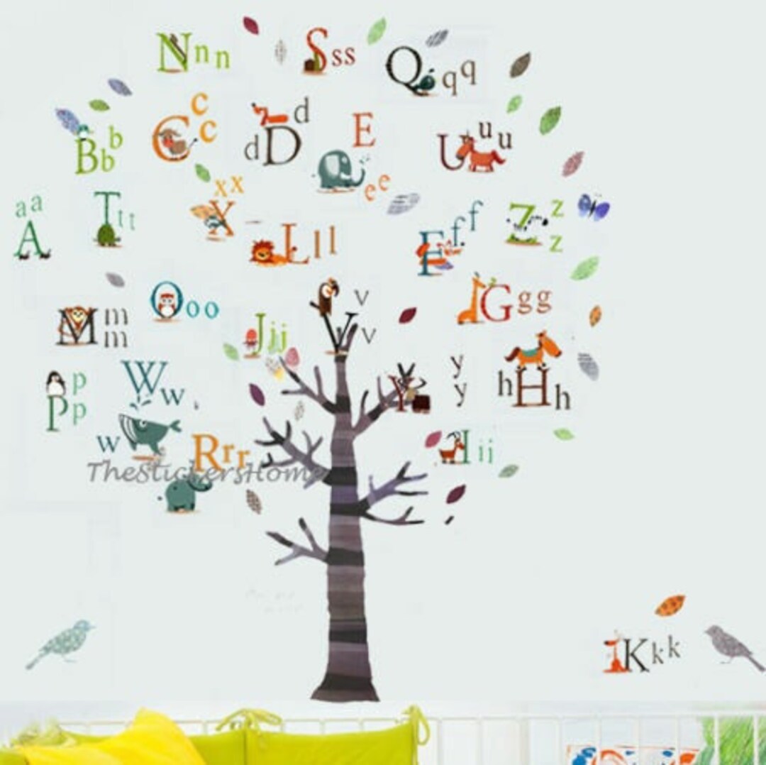 Alphabet Tree With Birds and Animals Educational Girls Boys - Etsy
