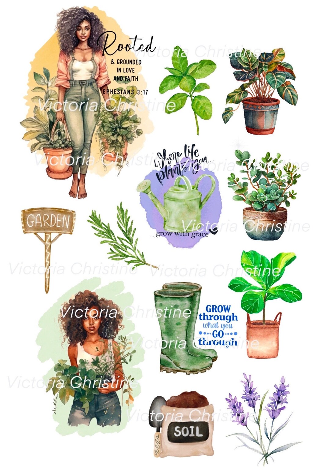 Plant the Roots Sticker Pack - Black Girl Plant Stickers - Handmade ...