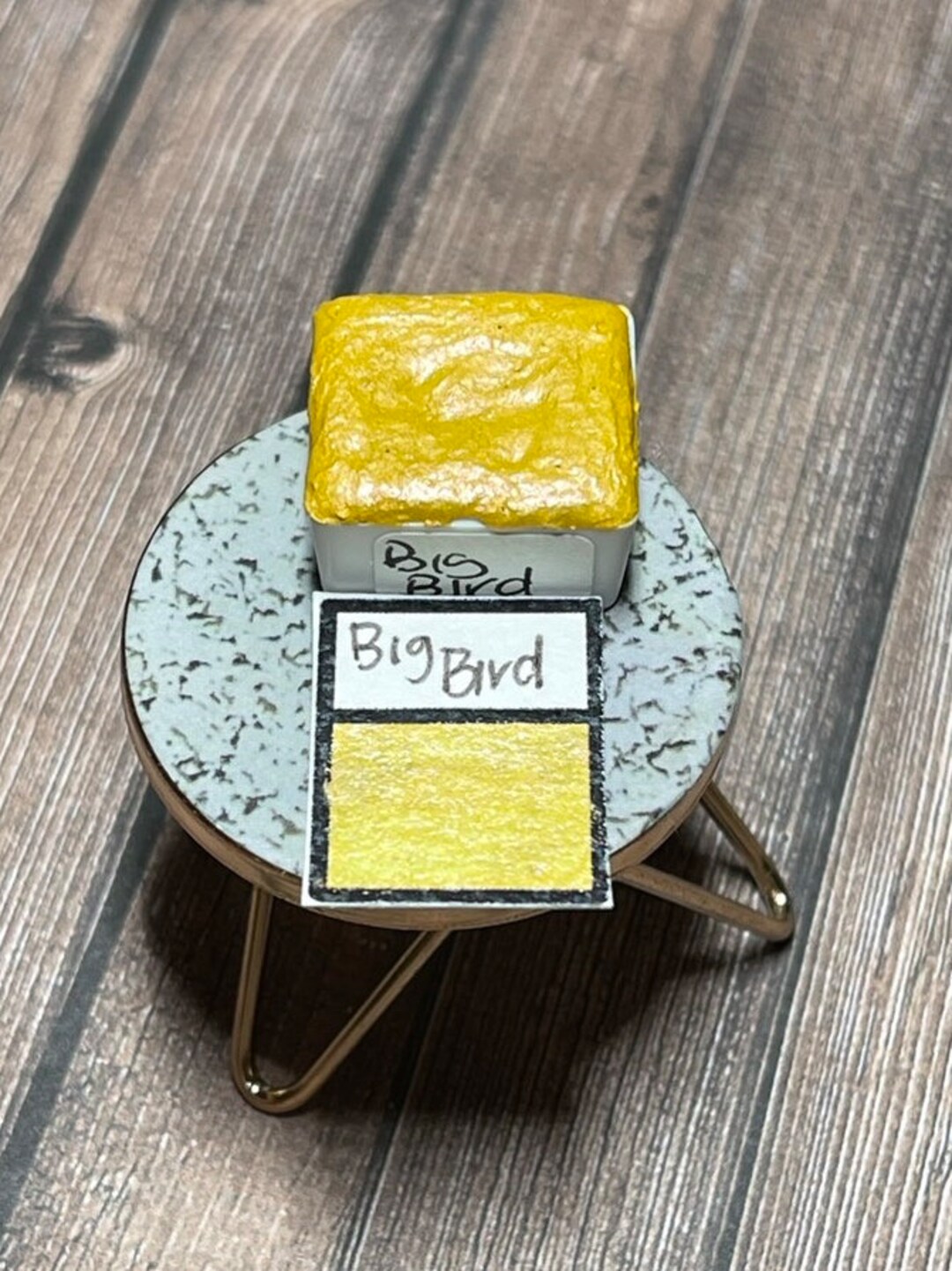 Big Bird - Handmade Yellow Watercolor Paint - Metallic Artisan Handmade ...