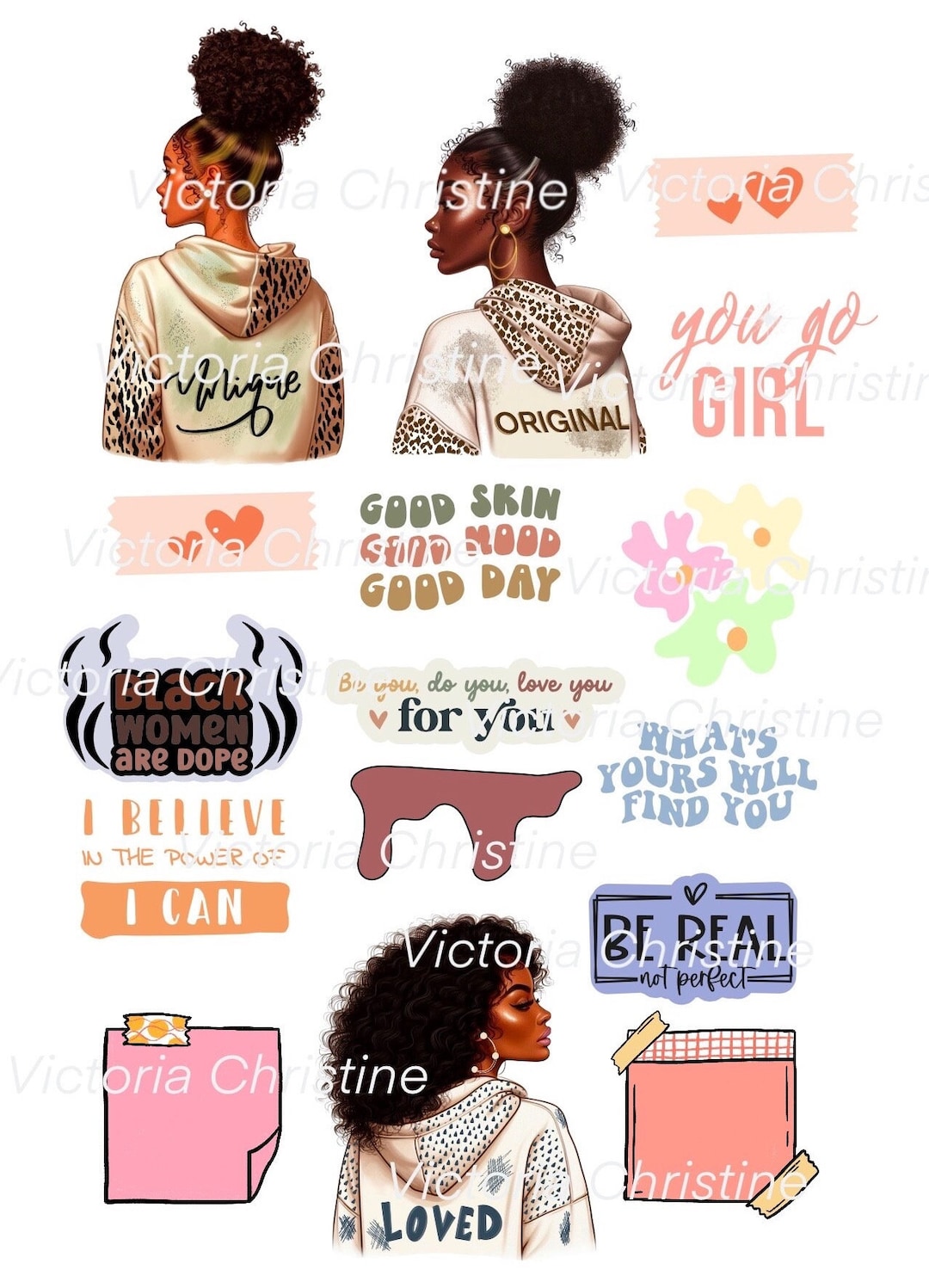 Solo Era Handmade African American Stickers Black Women Stickers Black ...
