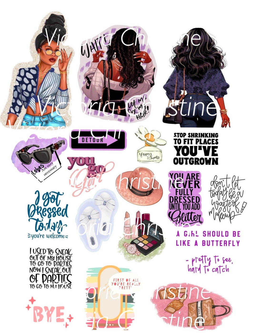 Lets Go Sticker Pack - Black Girl Stickers - Handmade African American ...