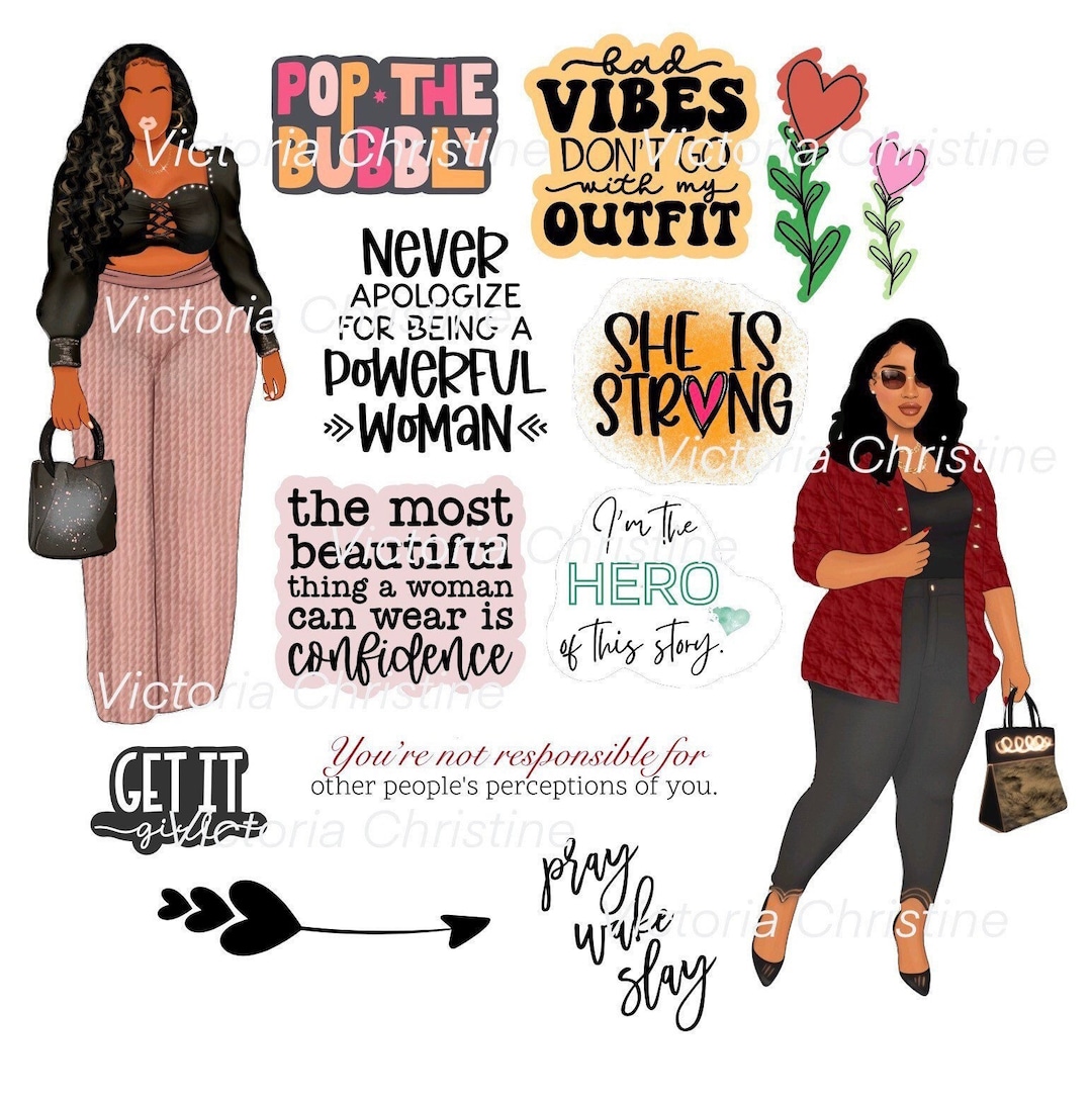 Thicc Mamas Handmade Black Women Stickers African American Planner ...