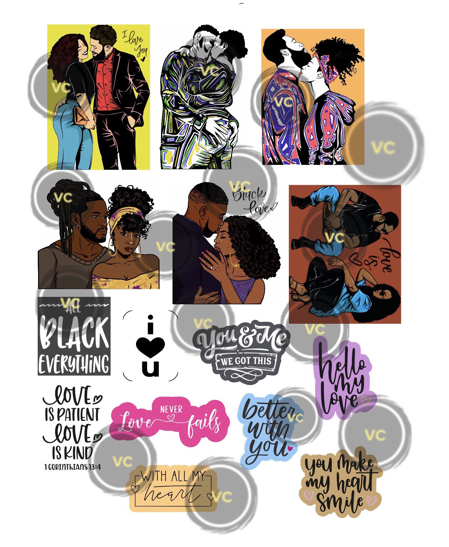 Black Love Stickers-happy Planner Stickers - Couple Goals Stickers ...