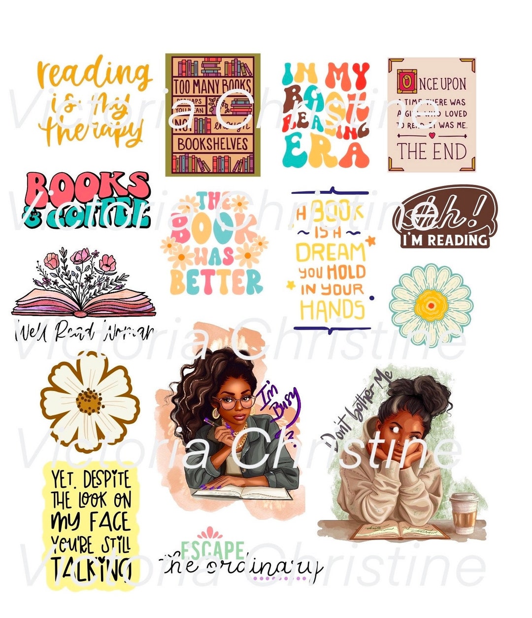 Well Read Sticker Pack - Handmade Reader Planner Stickers - African ...