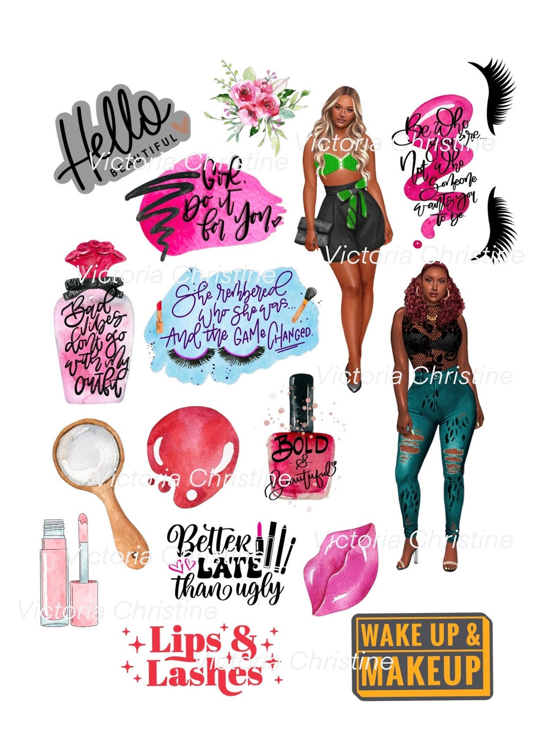 Beauty Bestie - Handmade Black Girl Stickers - African American Planner ...