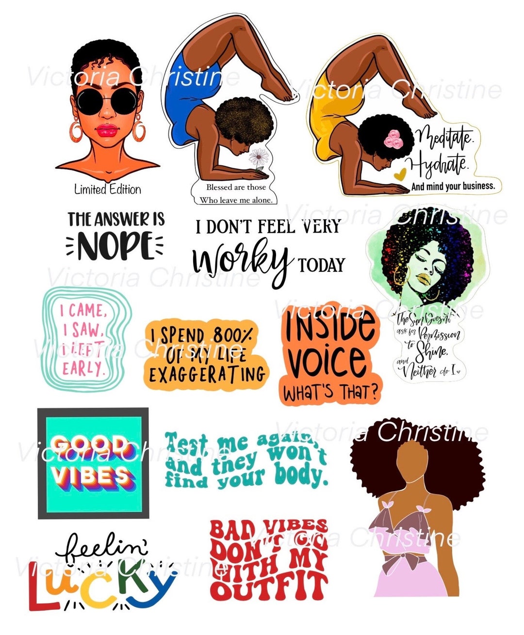 Thats How I Feel Sticker Pac - Black Woman Planner Stickers - African ...