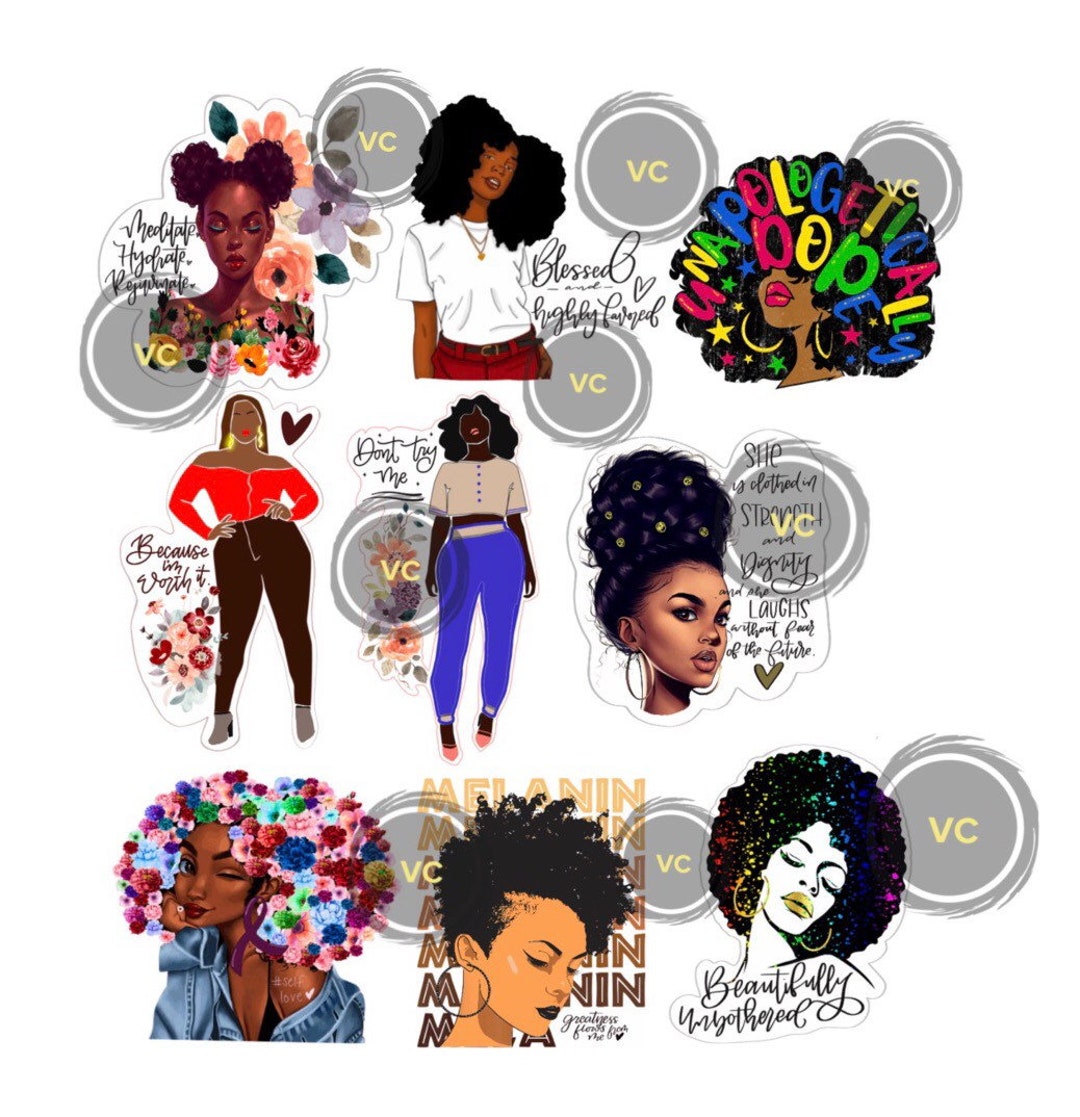 Phenomenal Woman Sticker Pack - Black Woman Planner Stickers - Handmade ...