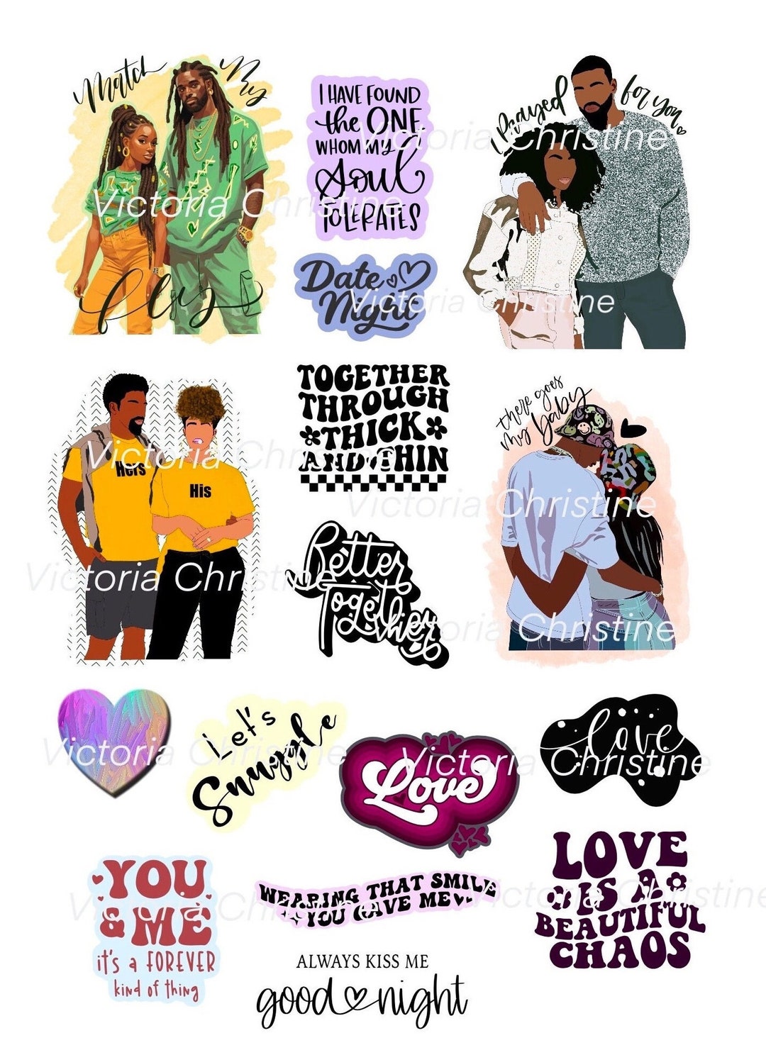 Power Couple - Black Love Planner Stickers - Handmade Black Couple ...