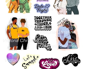 Black Love Stickers-happy Planner Stickers Couple Goals Stickers - Etsy