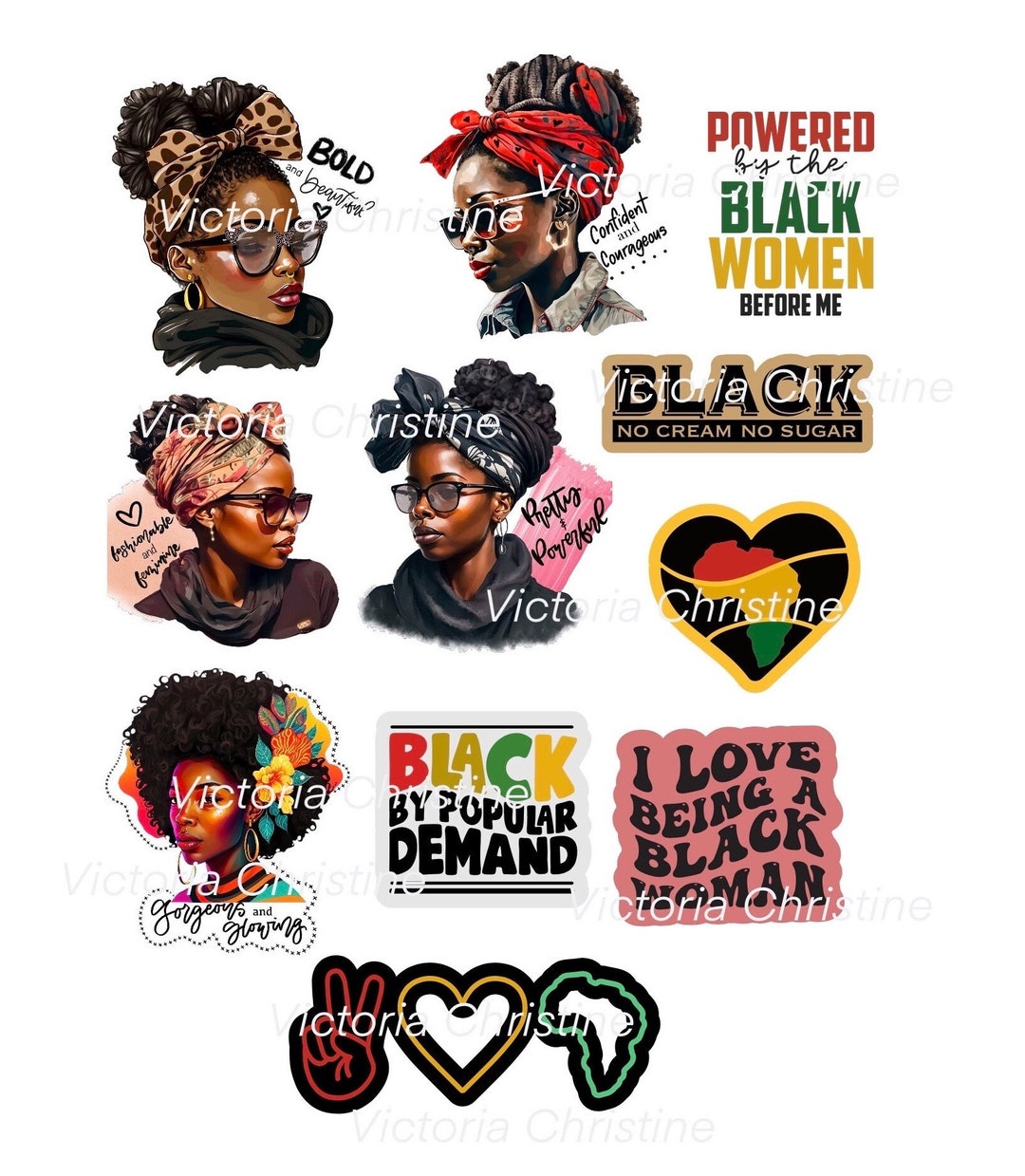 Bold and Beautiful Sticker Pack - Black Girl Planner Stickers - Black ...