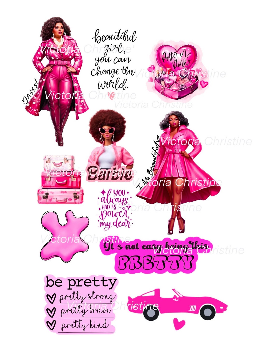 Beauty and Glam Sticker Pack Black Girl Planner Stickers Black Woman ...
