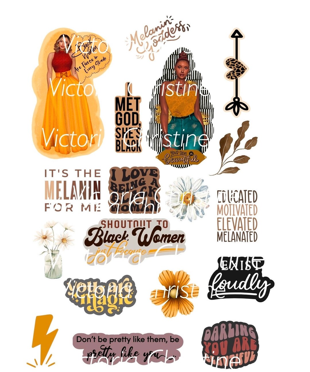 Brown Sugar Sticker Pack - Black Girl Planner Stickers - African ...