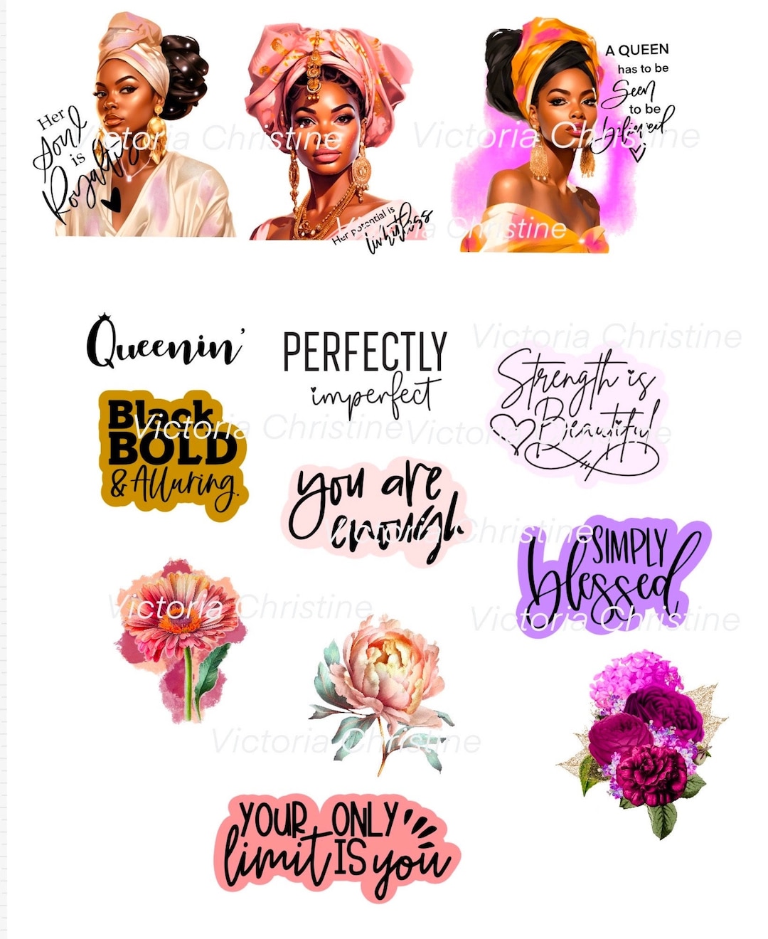 Queen Royalty Sticker Pack - African American Handmade Stickers - Black ...