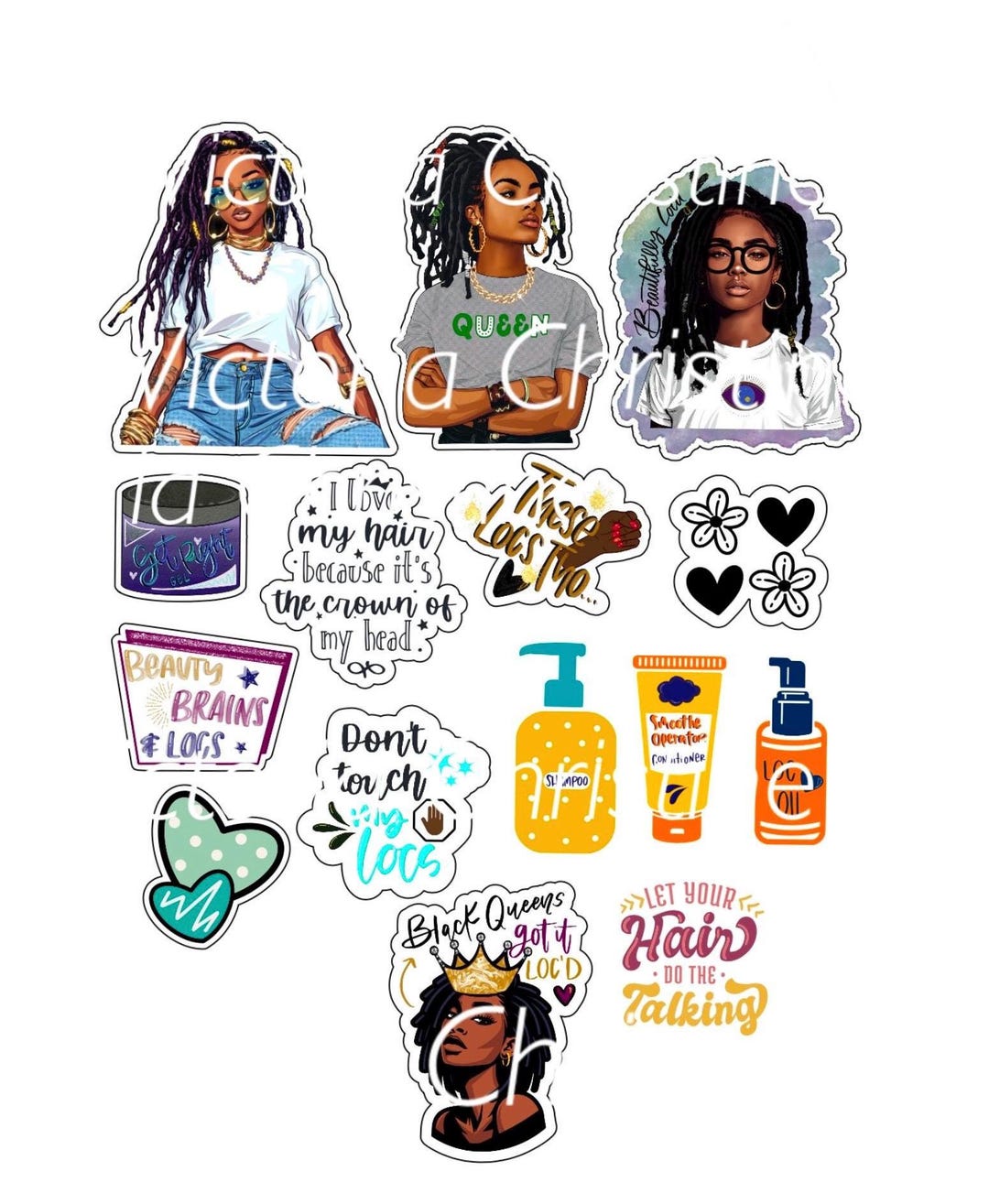 Beautifully Loc’d Sticker Pack- Black Girl Planner Stickers - Black ...
