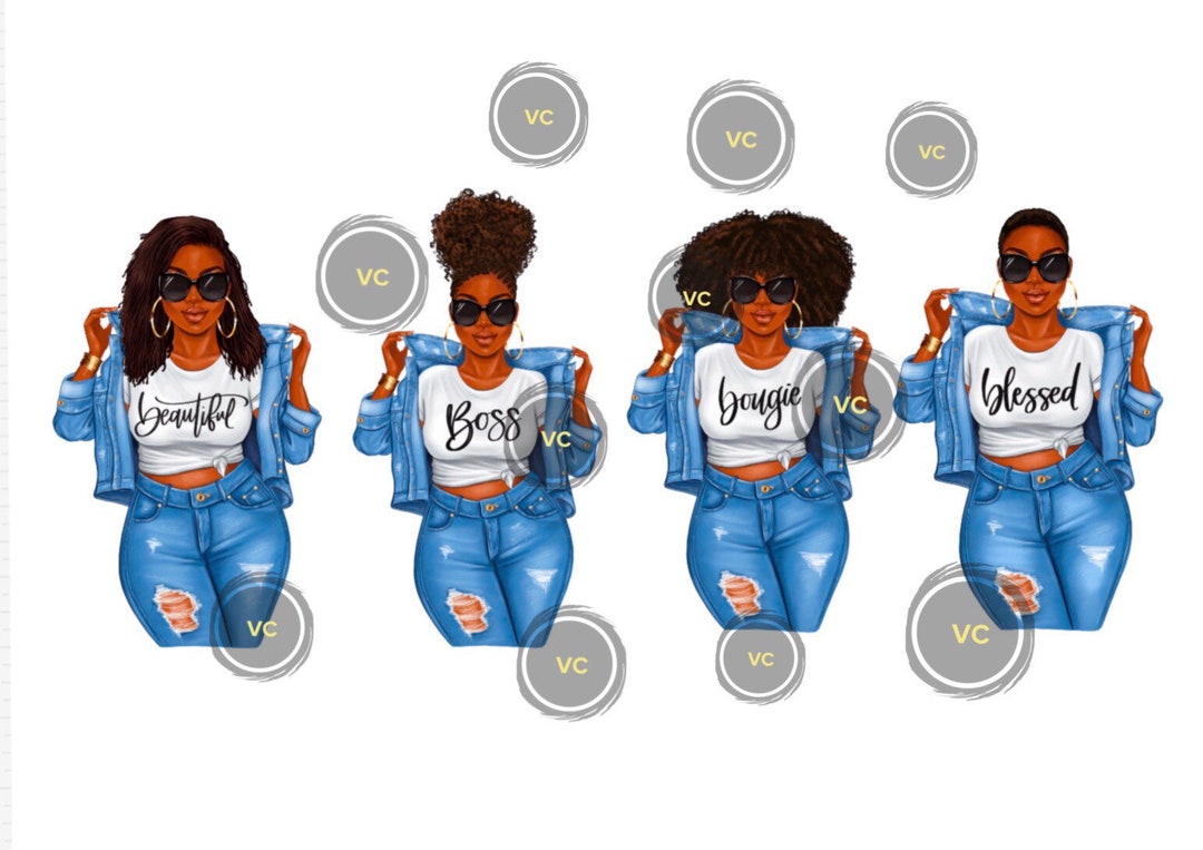 Denim Dolls - Handmade Black Women Stickers - Black Women Planner ...