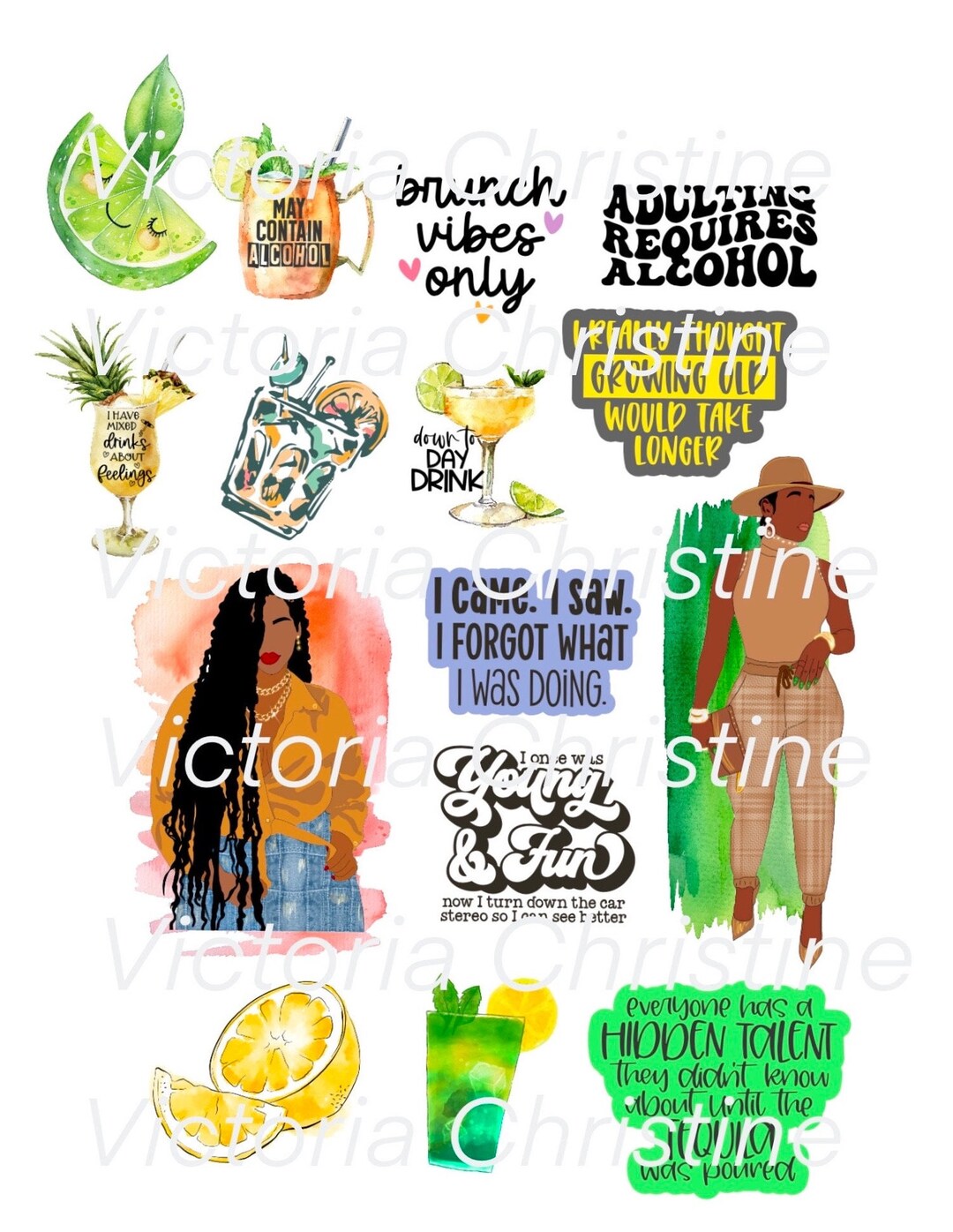 Drinks N Things Sticker Pack - Handmade Planner Stickers - African ...