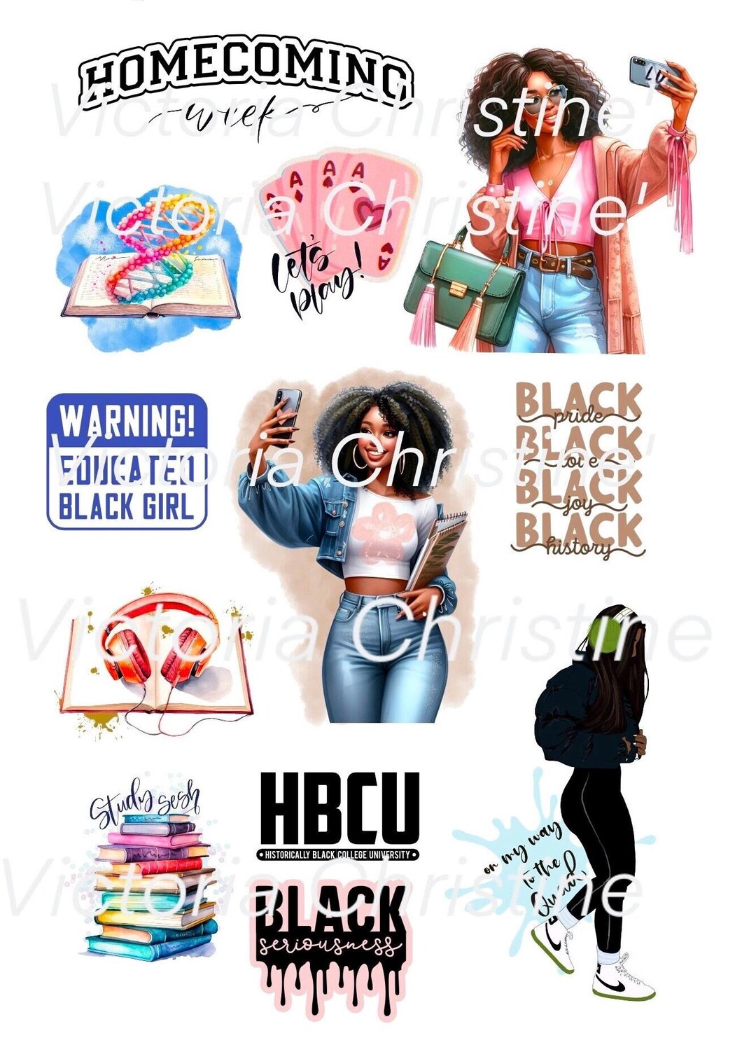 HBCU - Black Girl College Stickers - Black Woman Handmade Stickers ...