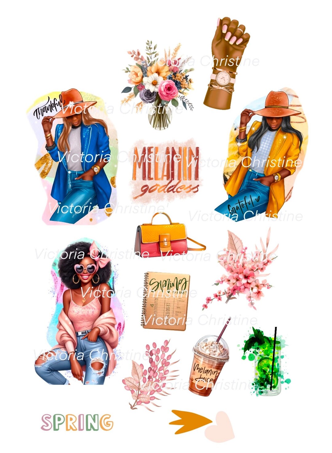 Spring Forward Sticker Pack - Handmade African American Spring Stickers ...