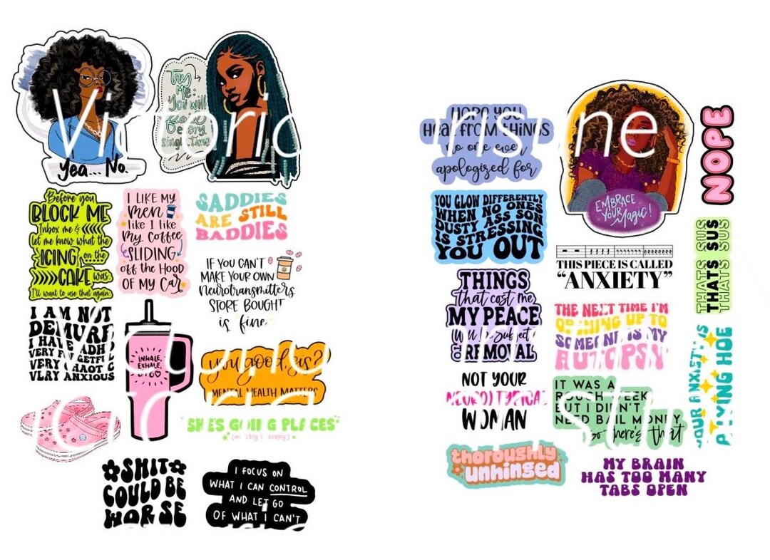 Off Center Mega Sticker Pack - Handmade Black Girl Planner Stickers ...