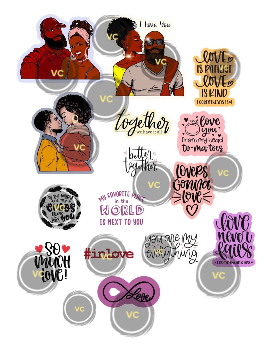 Black Love Stickers - African American Planner Stickers - Handmade ...