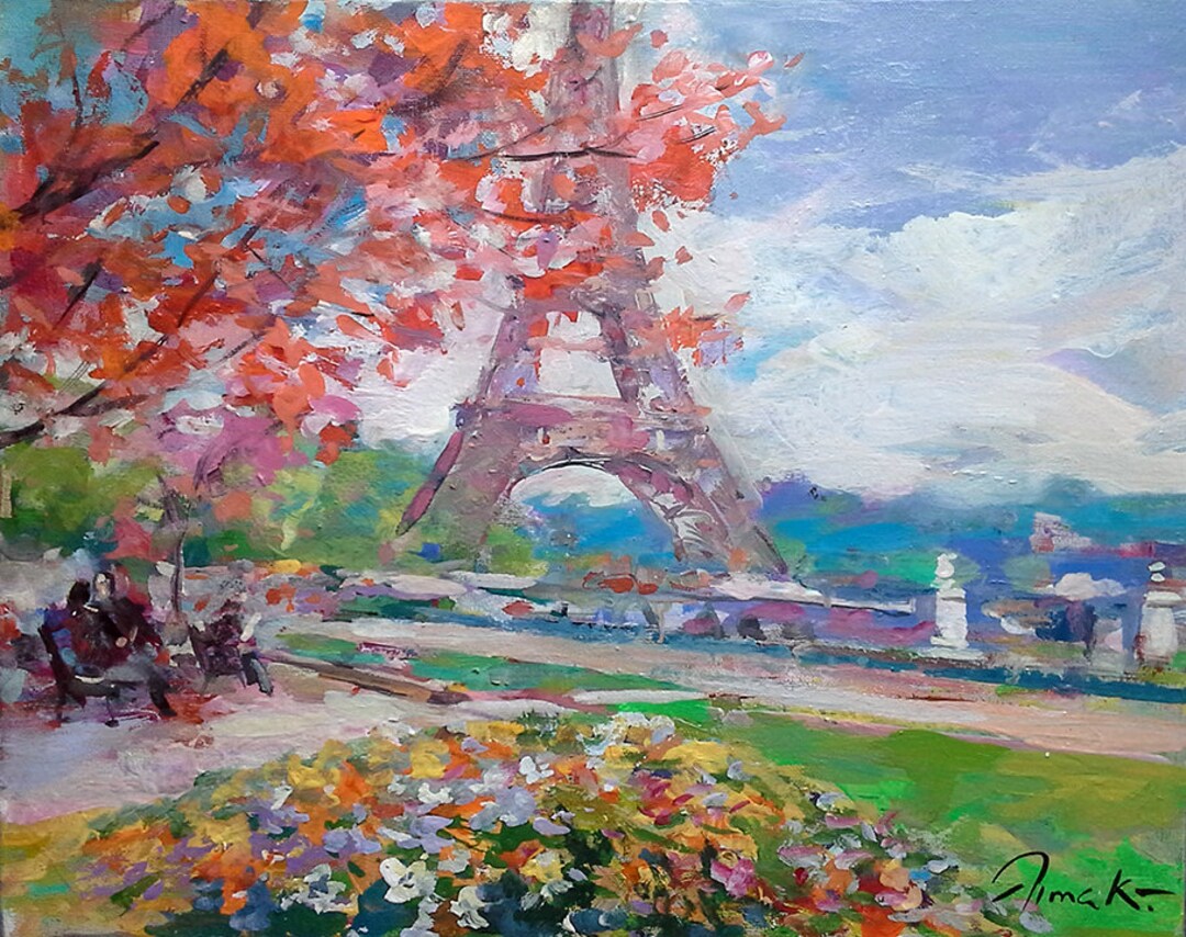 PARIS EIFFEL TOWER Original Oil Painting on 16x20 Canvas by - Etsy
