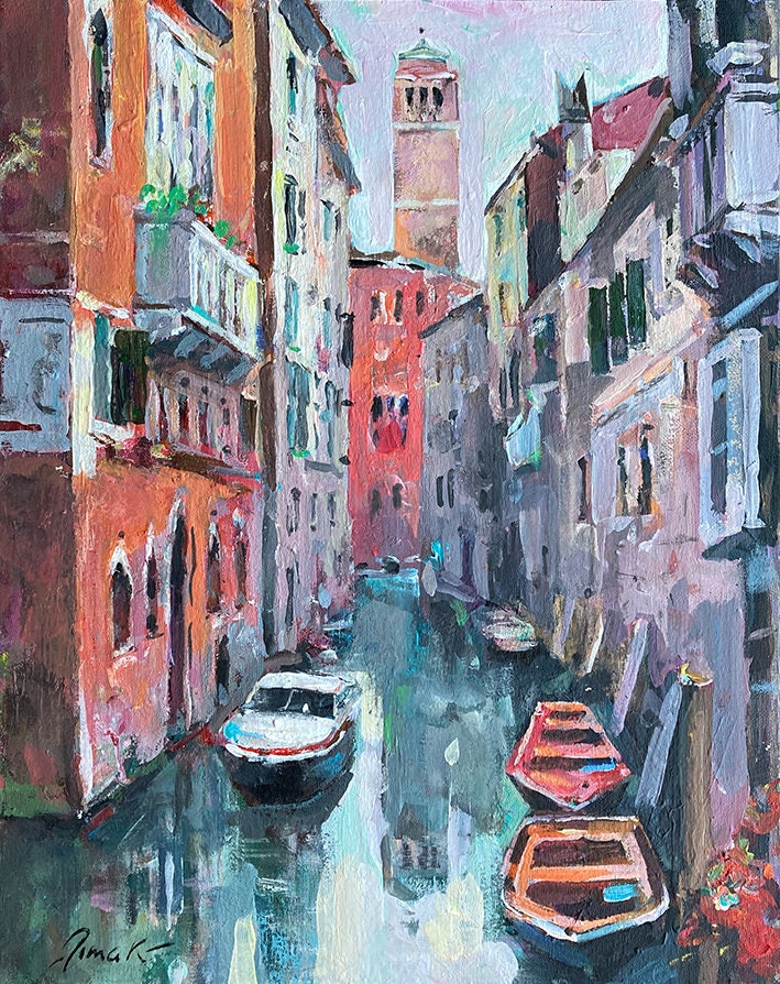 VENICE CANAL Original Oil Painting on 20x16 Canvas by Dima K Italian ...