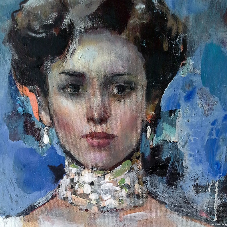 VICTORIAN LADY Original Oil Painting on 20x16 Canvas by Dima K | Etsy