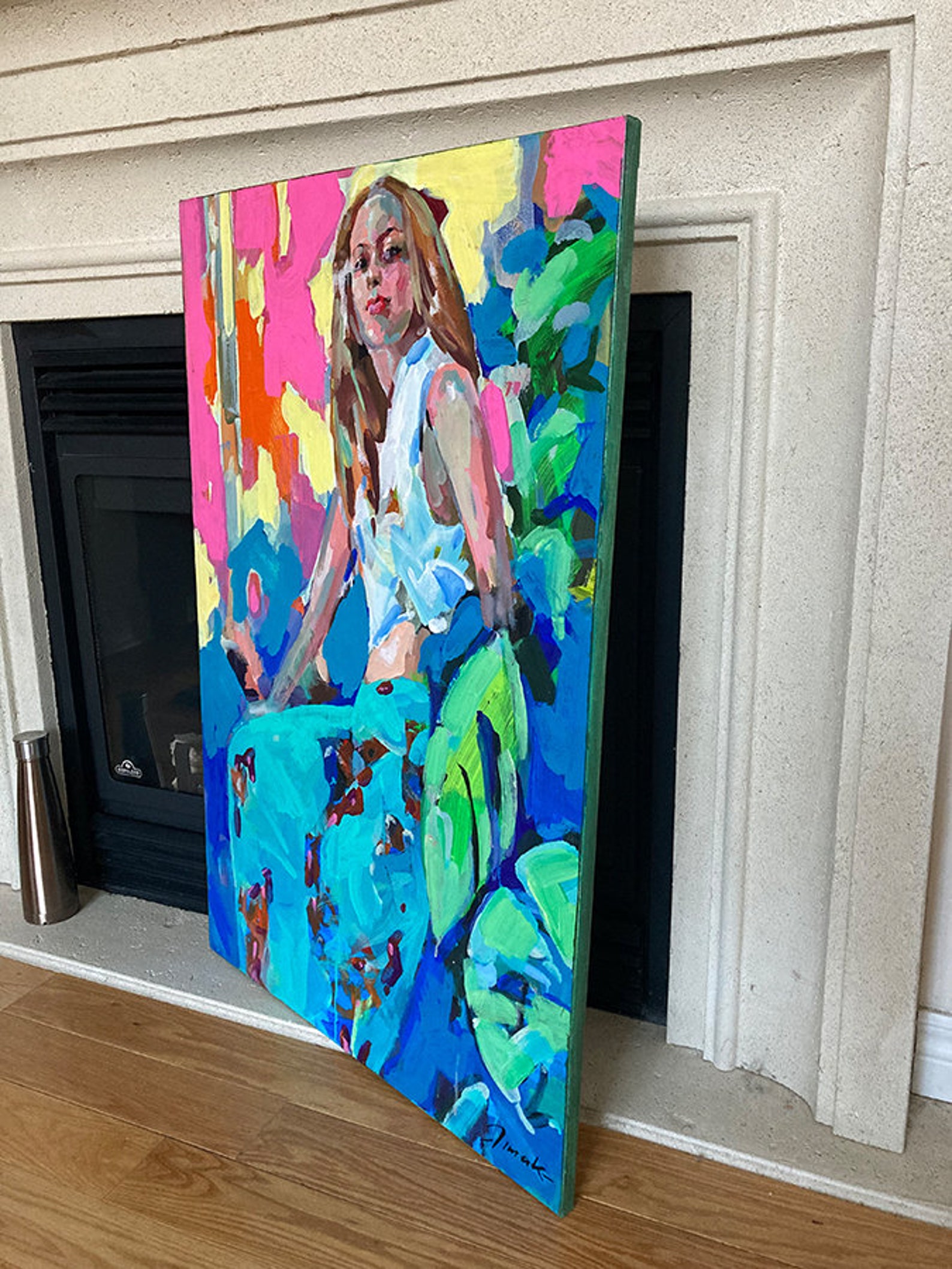 GIRL PORTRAIT Original Painting on Large 36x24 Canvas by Dima K Acrylic ...