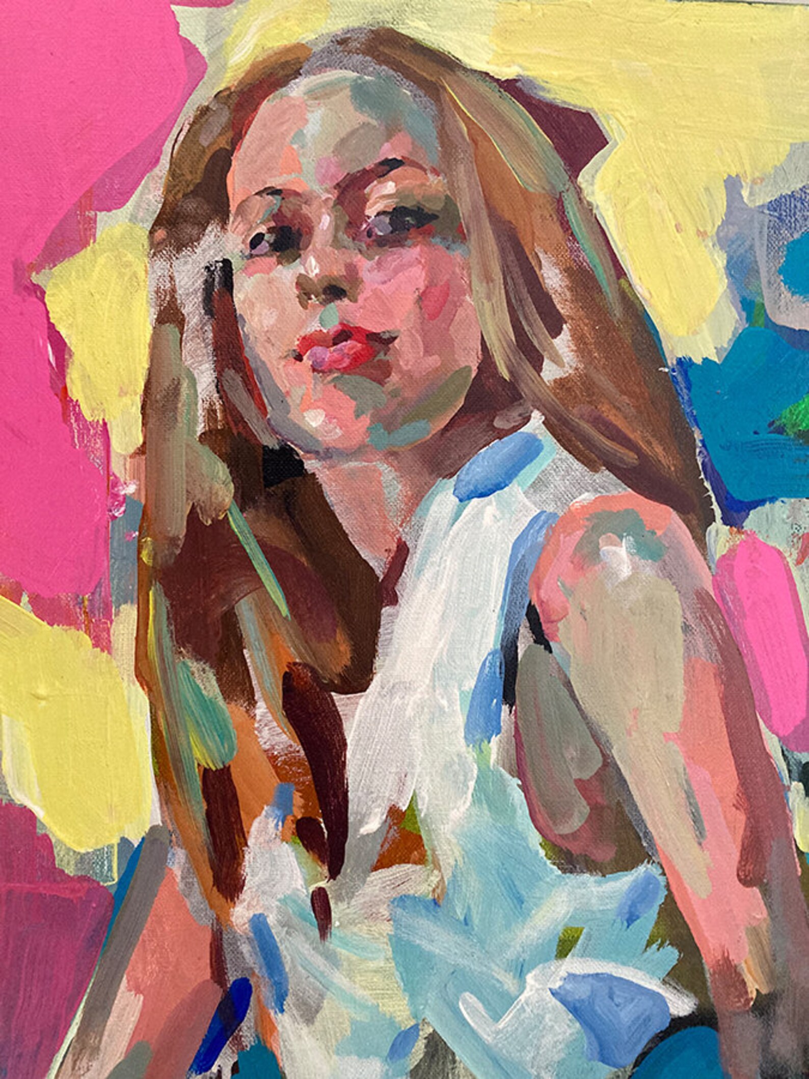 GIRL PORTRAIT Original Painting on Large 36x24 Canvas by Dima K Acrylic ...