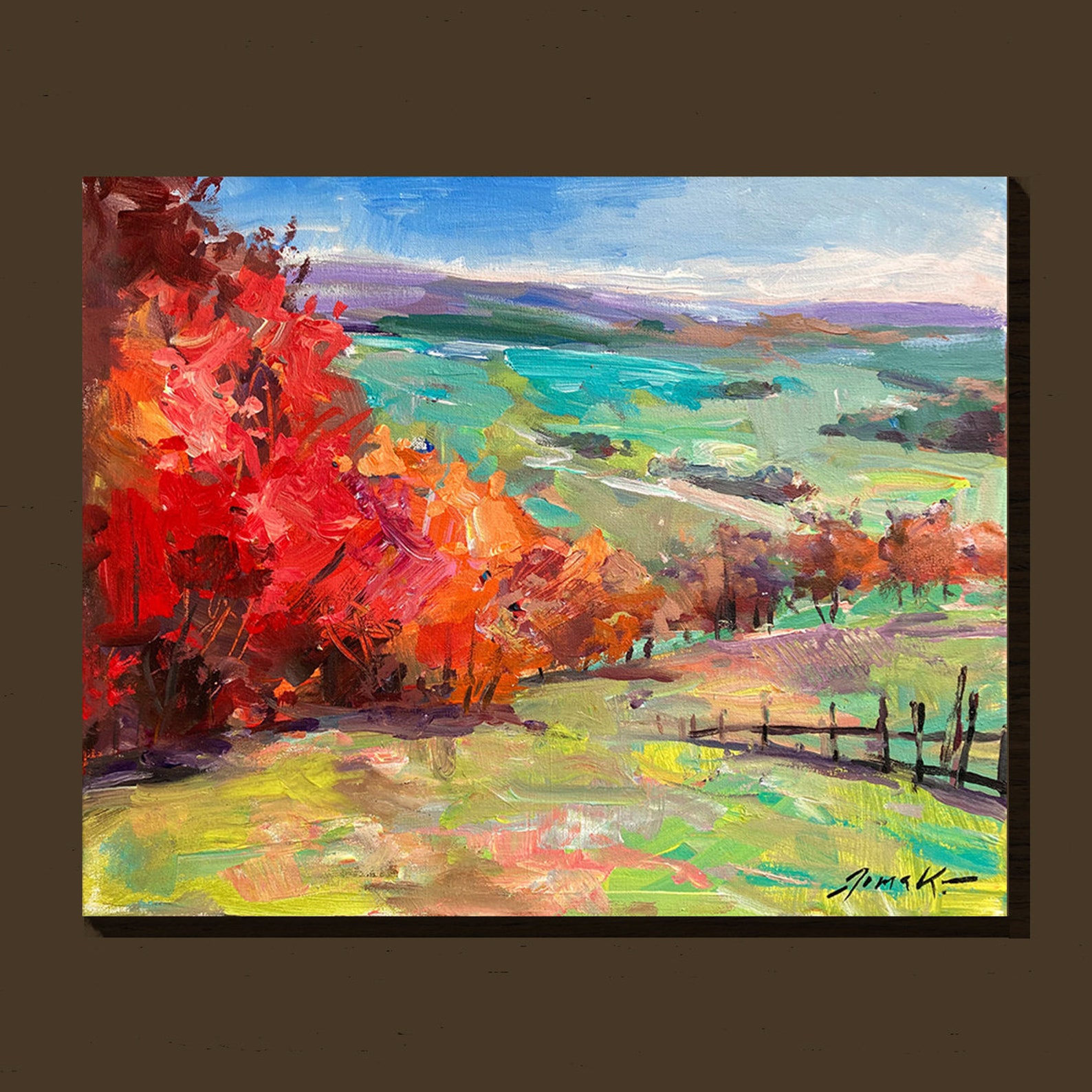 FALL LANDSCAPE Original Painting on 16x20 Canvas by Dima K Autumn ...