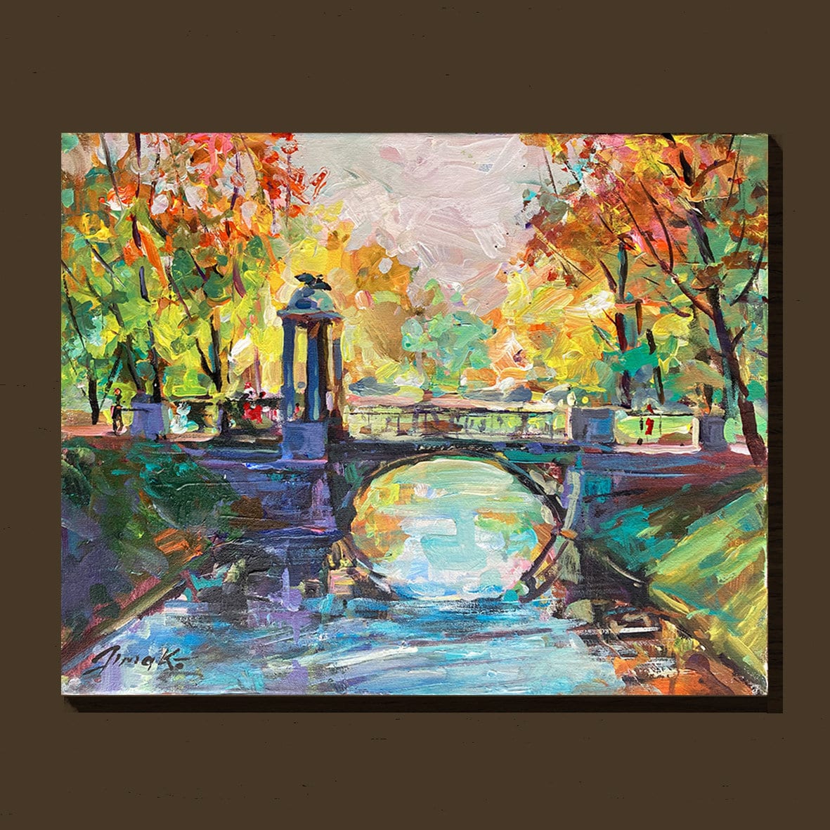 PARK BRIDGE LANDSCAPE Original Painting on 16x20 Canvas by - Etsy