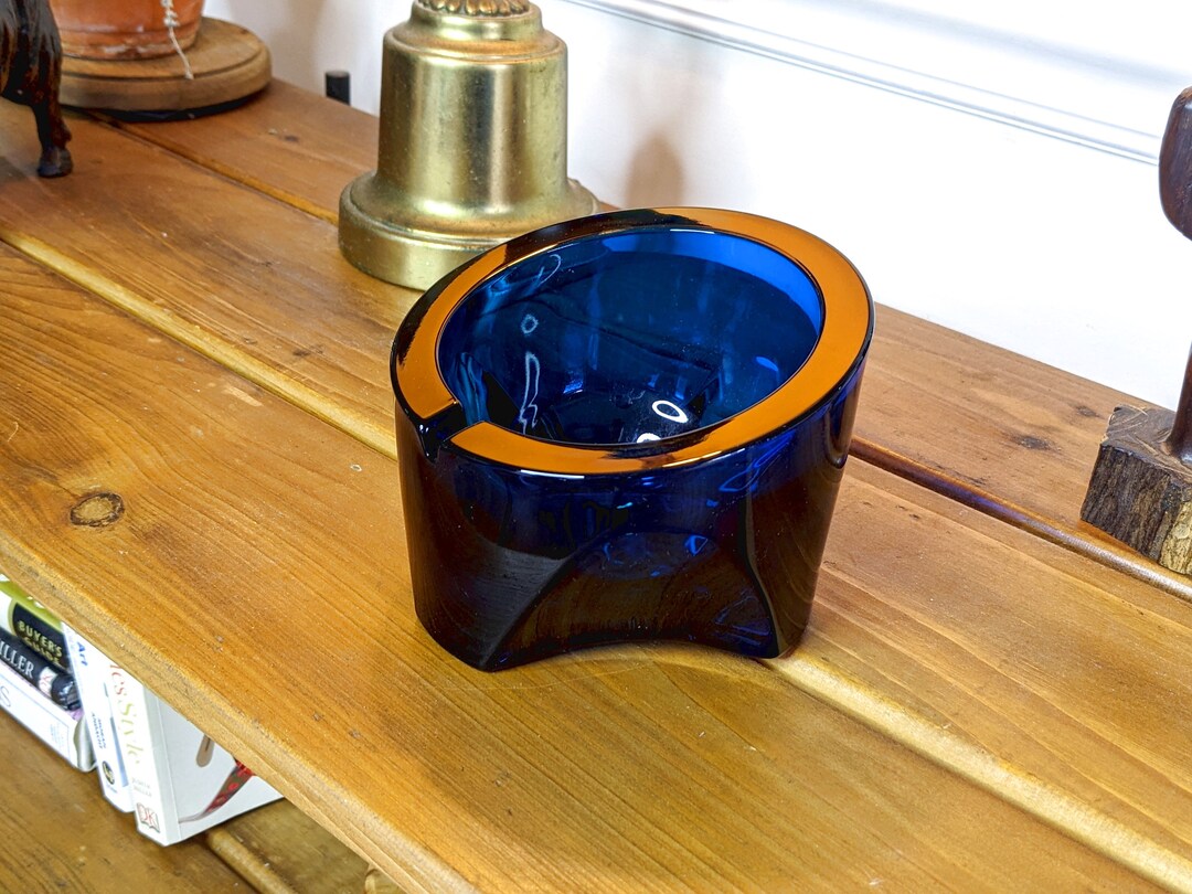 Vintage 1970s Viking MCM Atomic Age Bluenique Blue Diamond Base Orb MCM ...