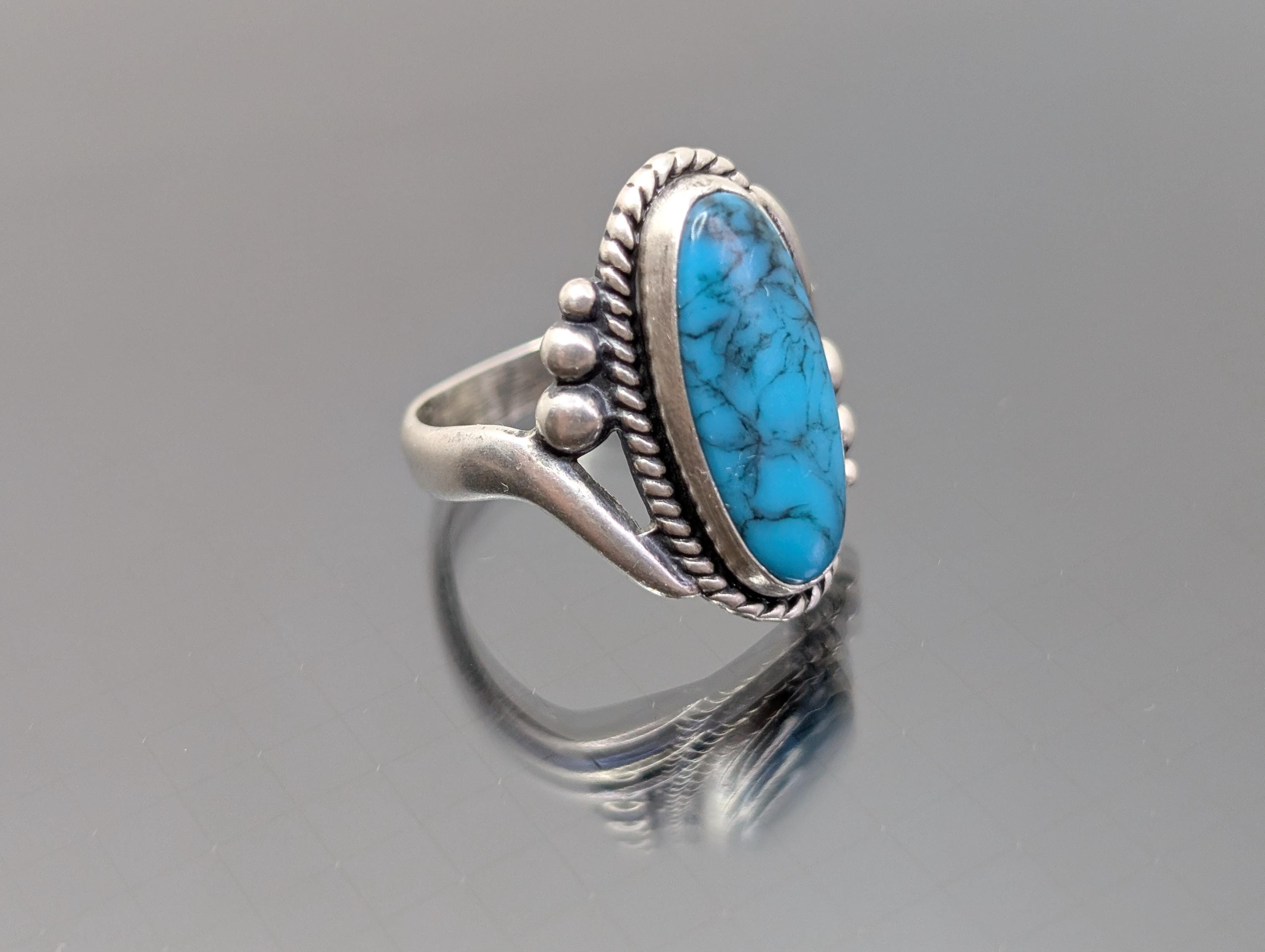 Vintage Bell Trading Post Turquoise Ring: Sterling Silver Southwestern ...