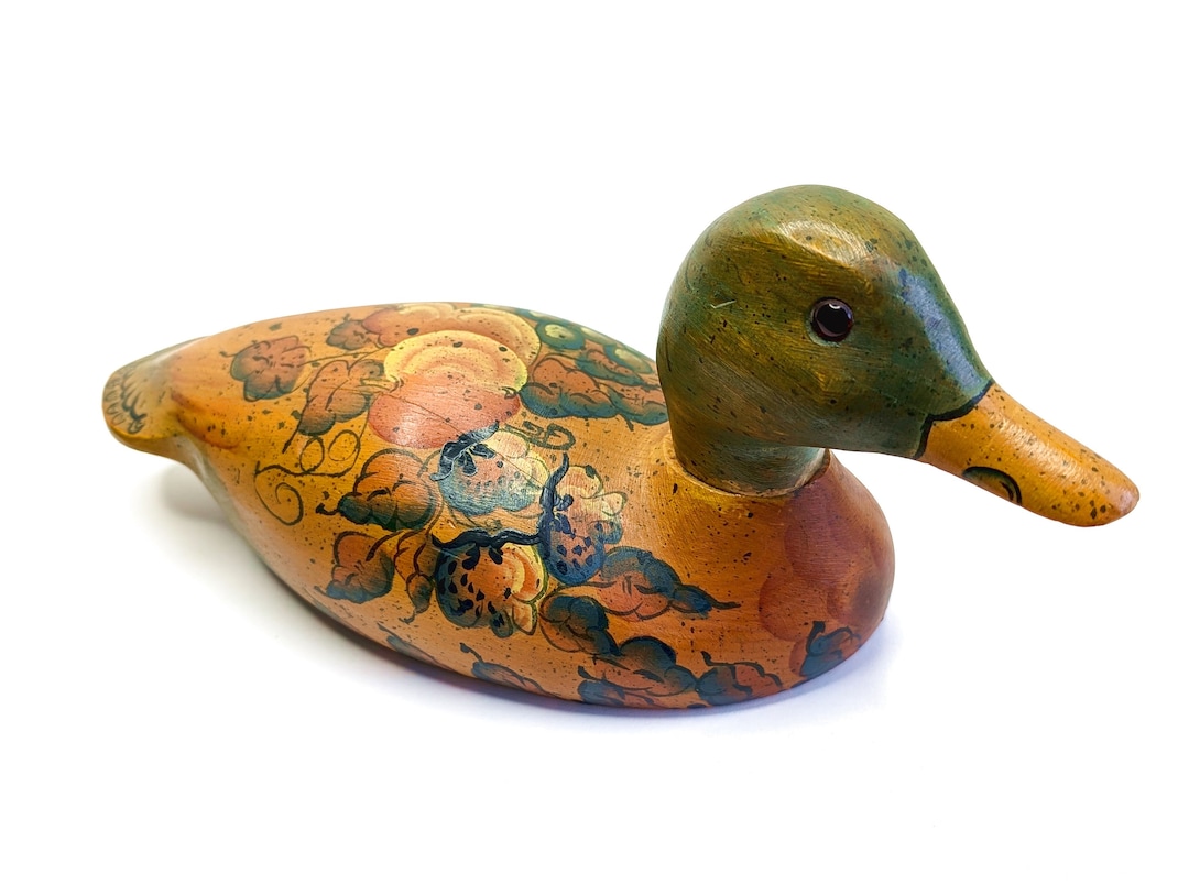 OOAK Vintage 1982 Signed Pam Handcarved Painted Mallard Duck Wood ...