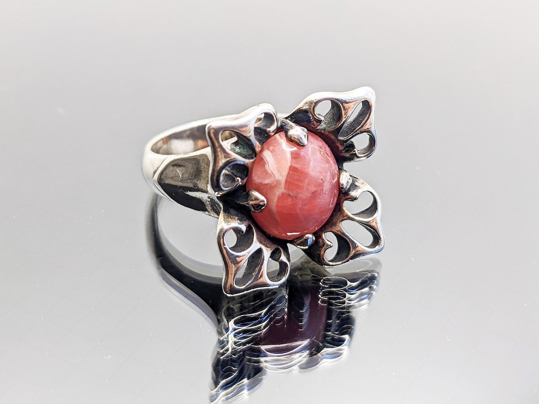 Vintage Carolyn Pollack Relios Sterling Silver Domed Pink Rhodochrosite ...