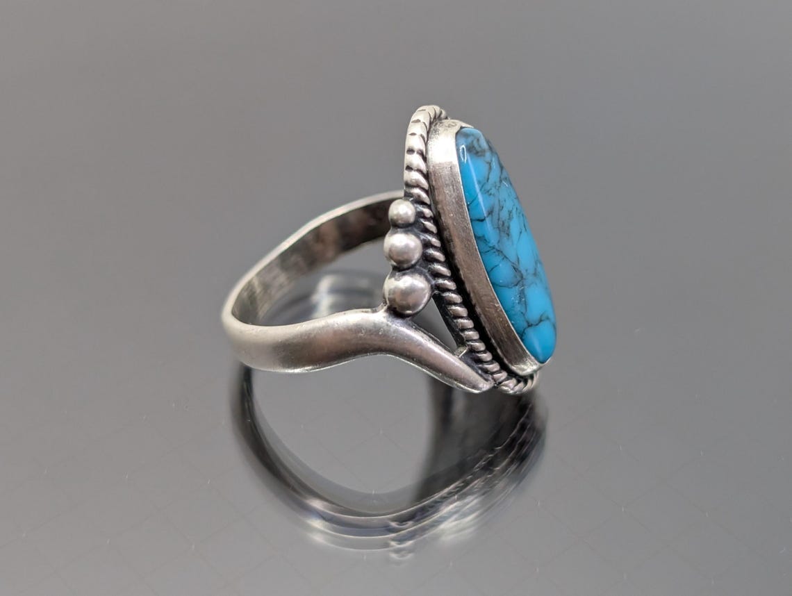 Vintage Bell Trading Post Turquoise Ring: Sterling Silver Southwestern ...
