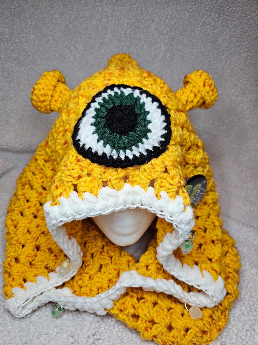 Subtronics Cyclops Army Hood, Crochet Hood With Glow in the Dark Charms ...