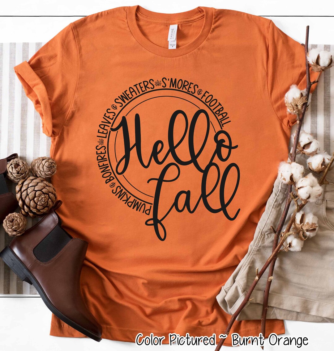 Hello Fall Shirt, Fall Shirt for Her, Cute Fall Shirts, Autumn Shirt ...