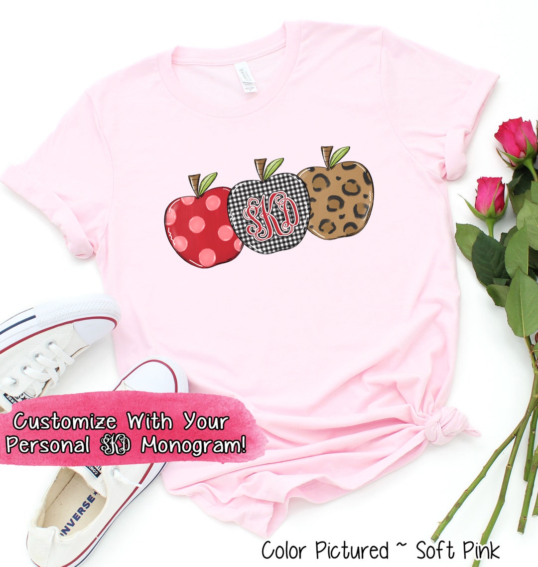 Personalized Apple Trio Shirt, Monogram Shirt, Custom Back to School ...