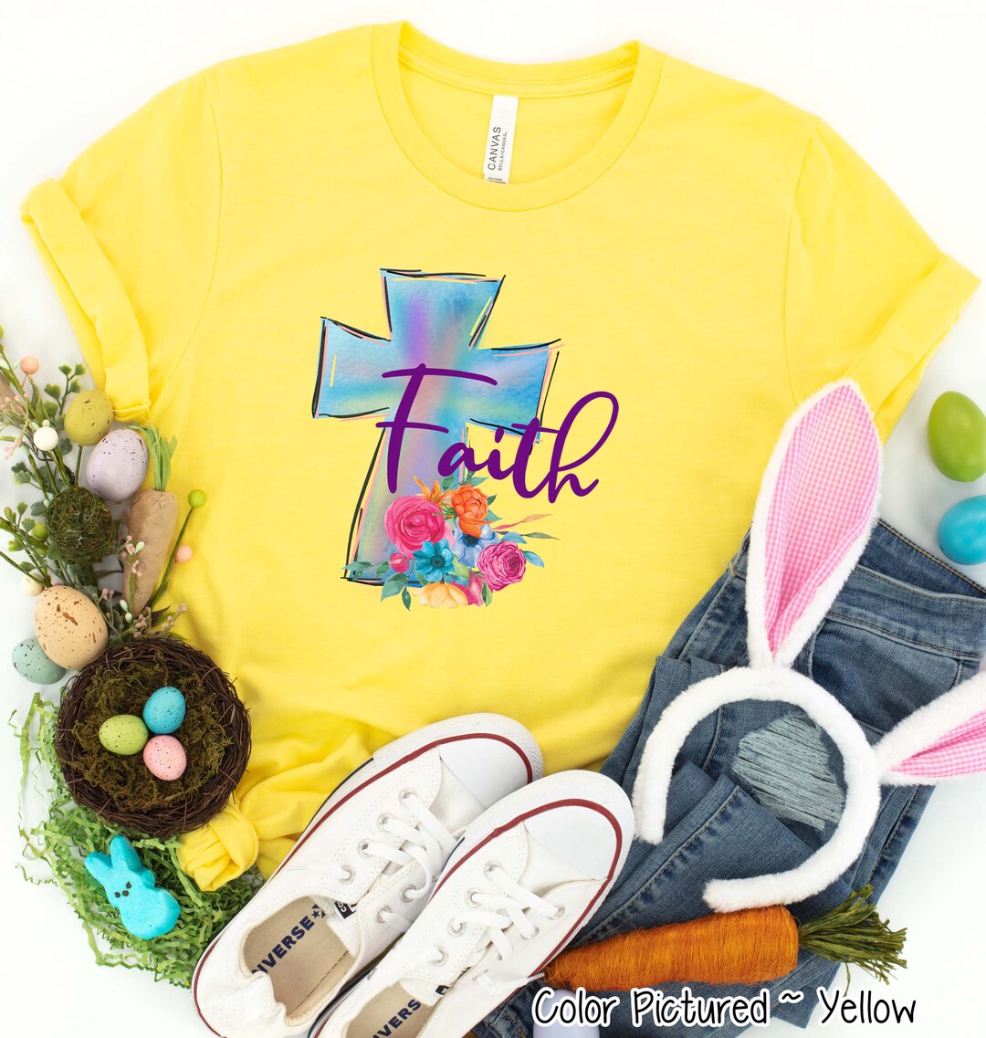 Watercolor Faith Cross Tee, Christian Easter Shirt, Cute Easter Shirt ...