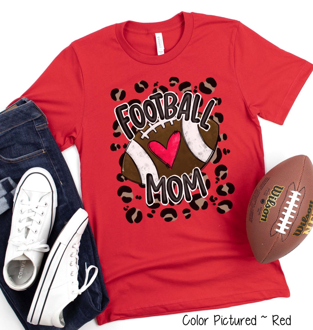 Leopard Heart Football Mom Shirt, Cute Football Mom Shirt, Football ...