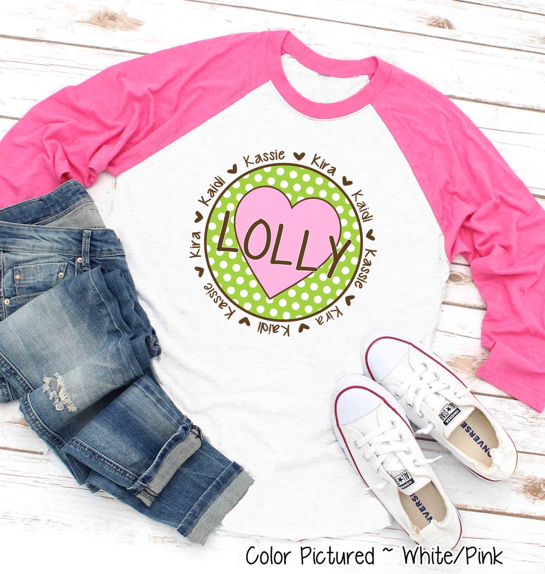Personalized Circle Lolly Shirt, Custom Lolly Shirt, Grandkids Names ...