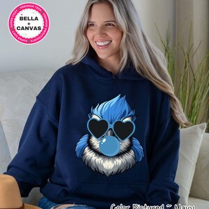 Preppy Bubble Blowing Blue Jay Mascot Team Sweatshirt, Cute Blue Bird ...