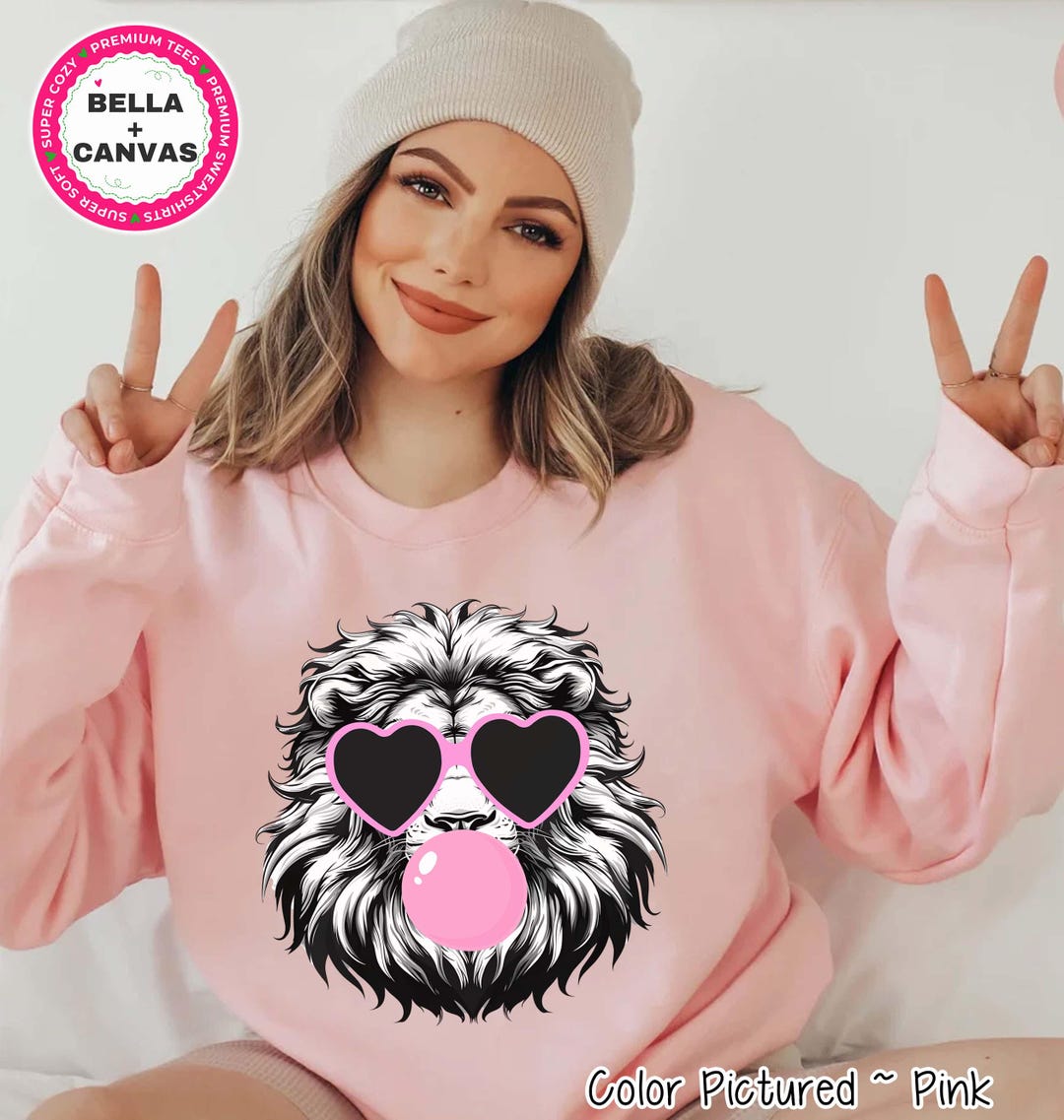 Preppy Bubble Blowing Lions Mascot Team Sweatshirt, Cute Lion Mascot ...