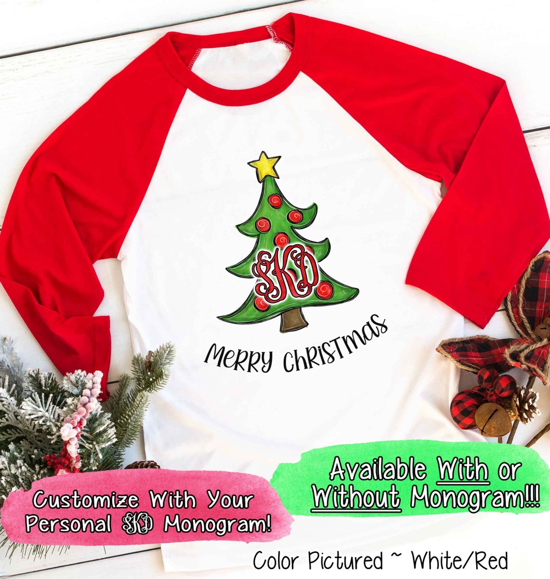 Merry Christmas Tree Shirt, Personalized Womens Christmas Shirt,holiday ...