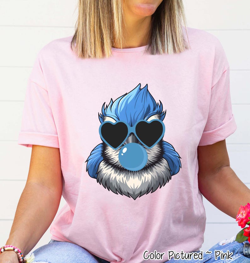 Preppy Bubble Blowing Blue Jay Mascot Team Sweatshirt, Cute Blue Bird ...