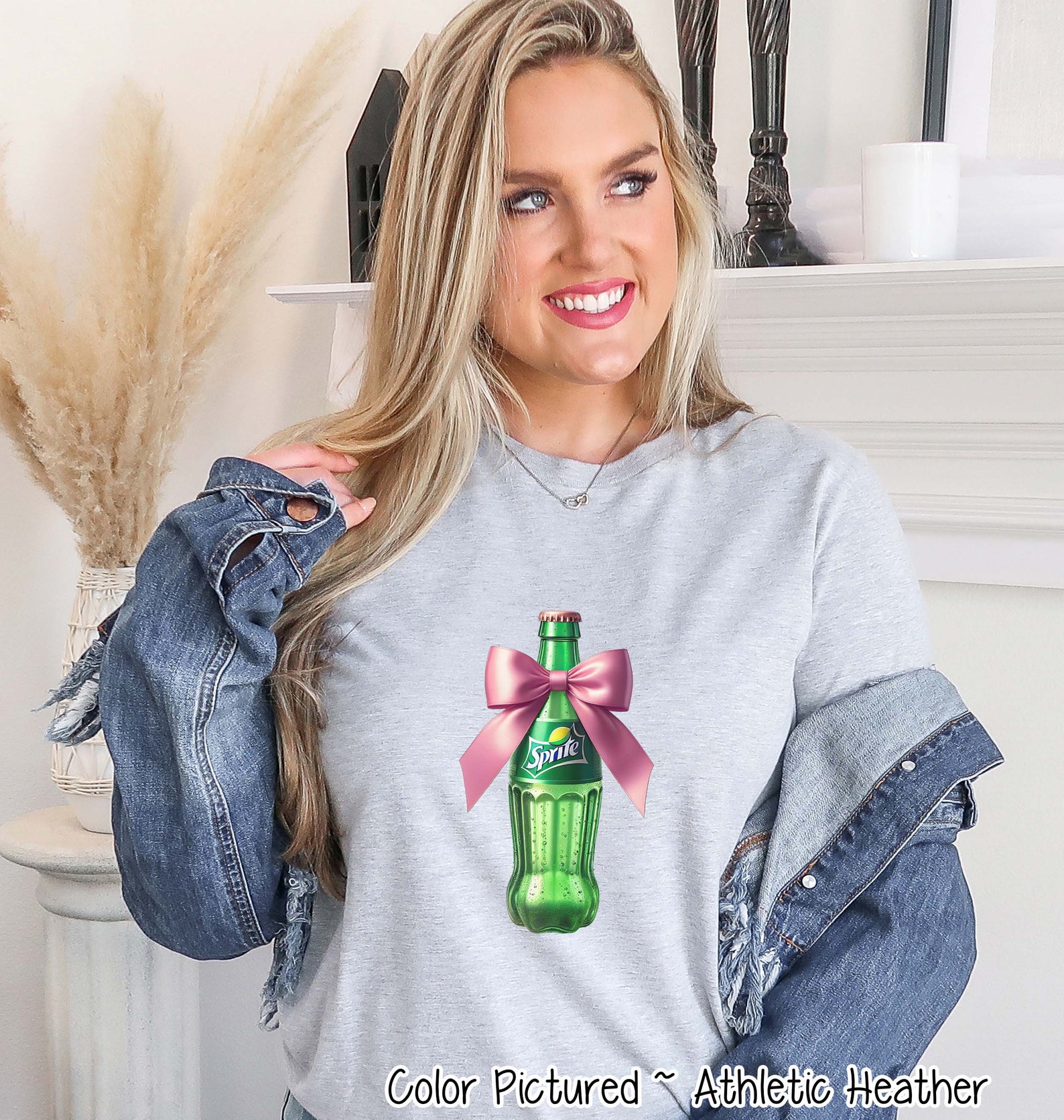Coquette Sprite Sweatshirt, Pink Bow Sprite Shirt, Preppy Pink Bow Tee ...