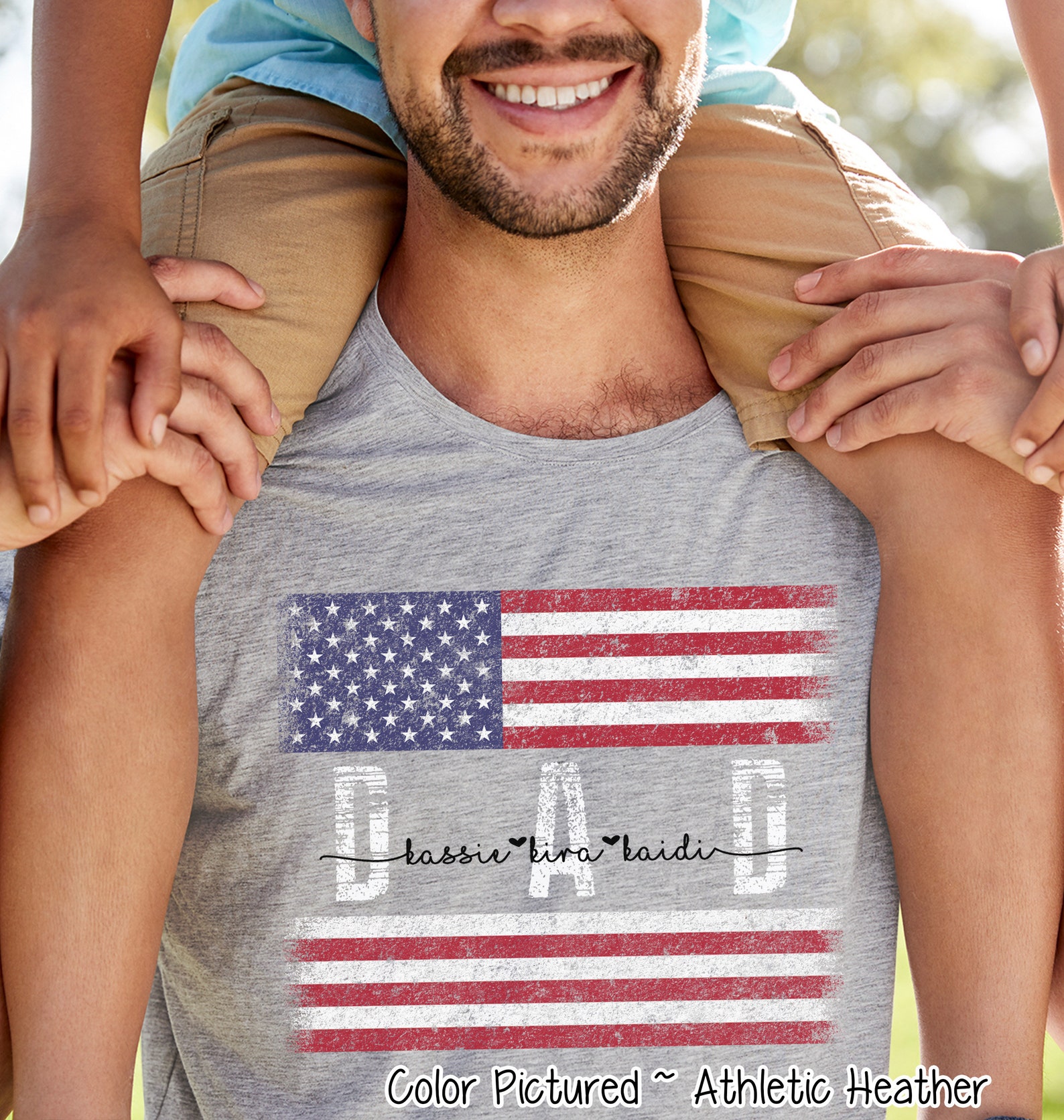 Custom Dad Patriotic Flag Shirt, Personalized Dad Shirt With Kids Names ...