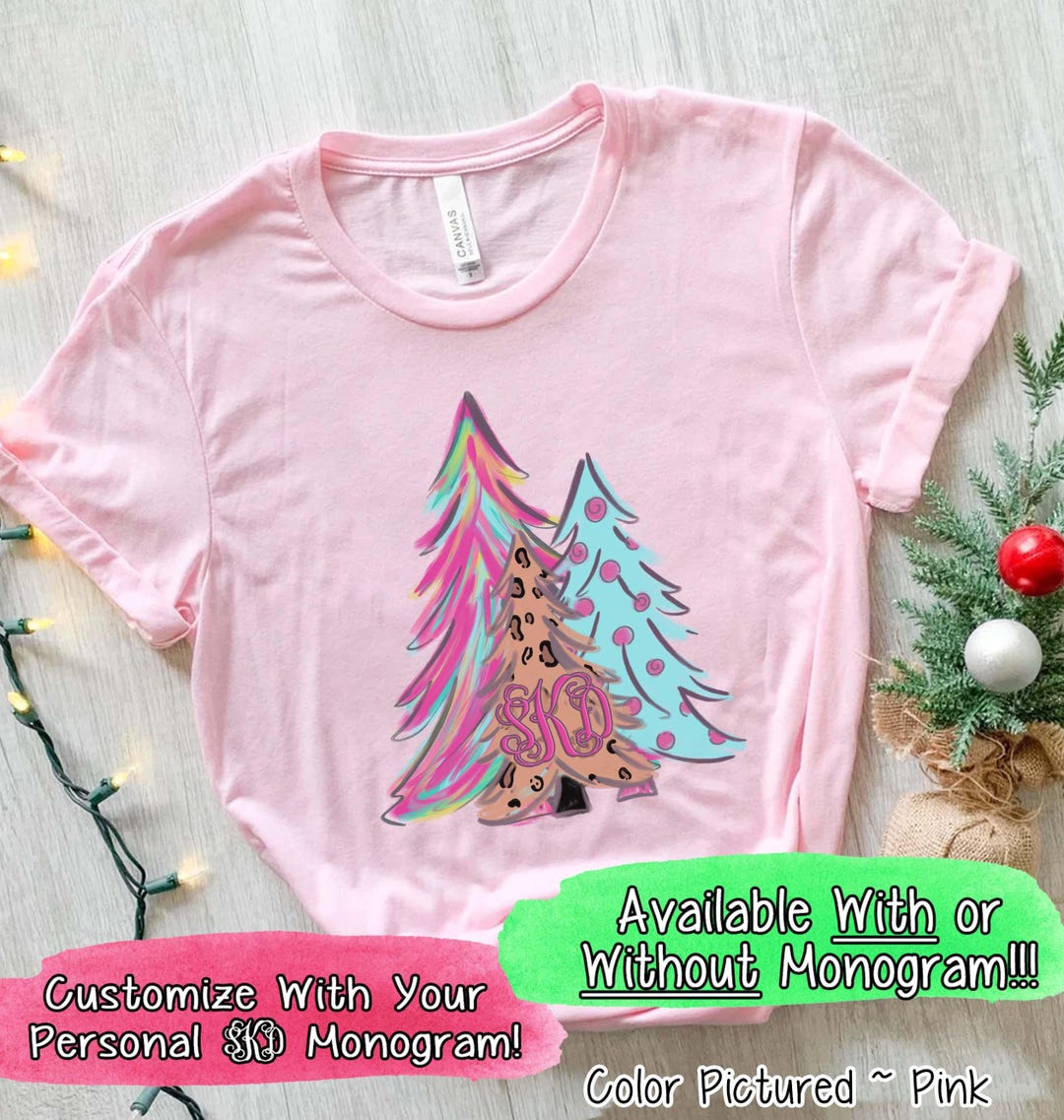 Leopard Christmas Trees Shirt, Personalized Womens Christmas Shirt ...